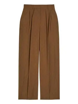 Stella McCartney Pleated Pinstriped Wool-blend Trousers - Caramel