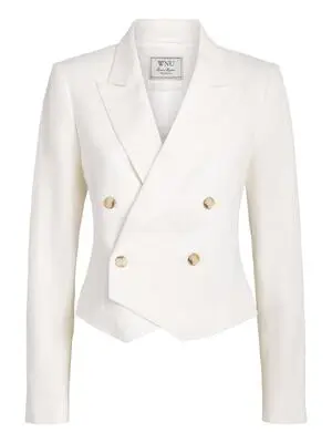 WITH NOTHING UNDERNEATH Linen Belgravia Cropped Blazer - Ivory