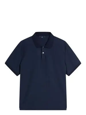 Dunhill Cotton Herringbone Polo Shirt - Navy