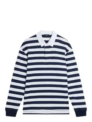 Dunhill Cotton-cashmere Stripe Polo Shirt - Navy