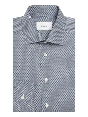 Eton Signature Twill Geometric Shirt Navy