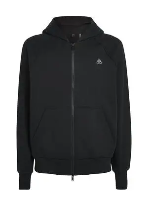 Moose Knuckles Logo Yul Zip-up Hoodie - Black