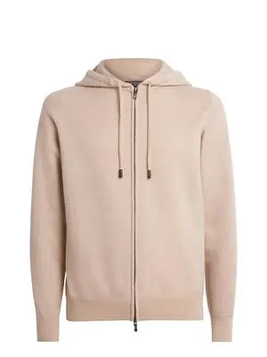 Colombo Cashmere Zip-up Hoodie Beige