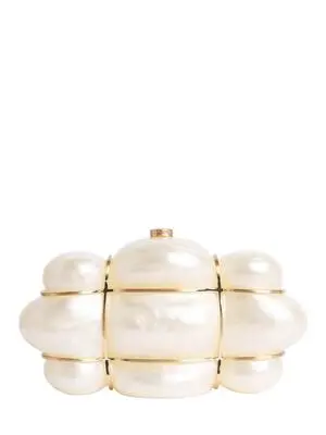 Cult Gaia Acrylic Bolla Clutch Bag Ivory
