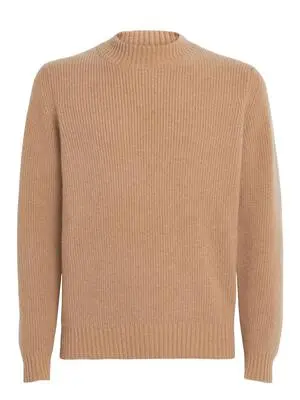 FIORONI CASHMERE Ribbed High Neck Sweater - Brown