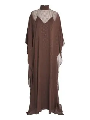 TALLER MARMO Silk-blend Muscat Kaftan Maxi Dress - Brown