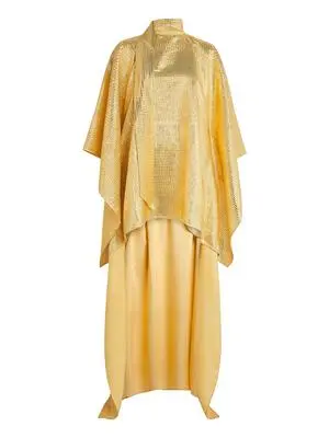 TALLER MARMO Silk-blend Kaftan Dress - Gold