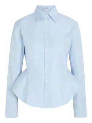Stella McCartney Peplum Cotton-poplin Shirt - Light Blue
