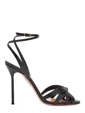 AQUAZZURA Soulmate 105 Snake-effect Leather Sandals - Black