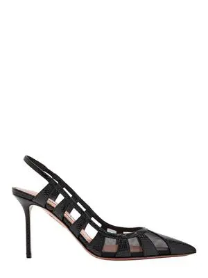 AQUAZZURA Screen 85 Snake-effect Leather Pumps - Black