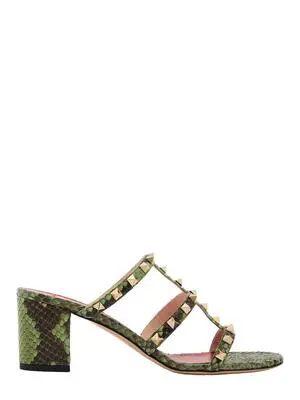 Valentino Garavani Rockstud 60 Real Python Leather Mules - Green