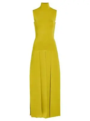 Alaïa Pleated Stretch Fine-knit Maxi Dress - Lime