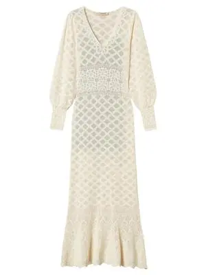 TWINSET Floral Knitted Maxi Dress - White