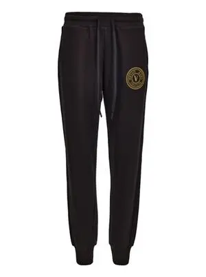 Versace Elasticated Waistband Joggers With Logo - Black