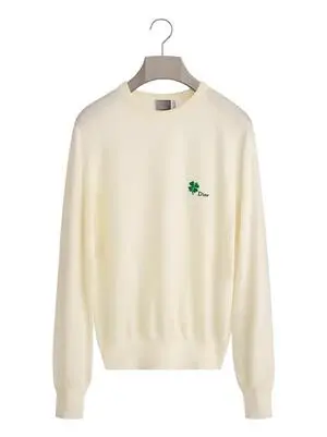 Dior Embroidered Clover Sweater - Nude