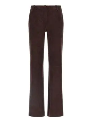 Stouls Flared Suede Trousers - Brown