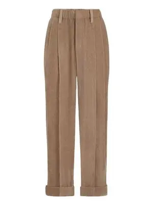 Brunello Cucinelli Fluid Corduroy Baggy Sartorial Trousers - Brown