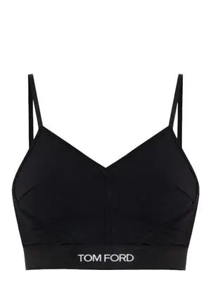 TOM FORD Logo Intarsia V-neck Top - Black