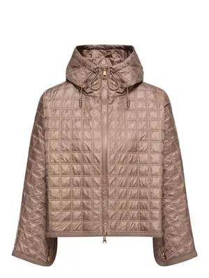 Moncler Hooded Square-quilted Padded Cape - Brown