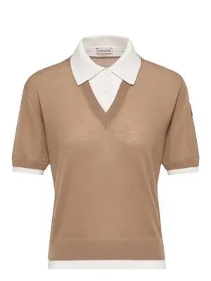 Moncler Layered Wool Polo Shirt - Beige