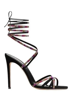 Paris Texas Embellished Crossover Strap High Heel Sandals - Black