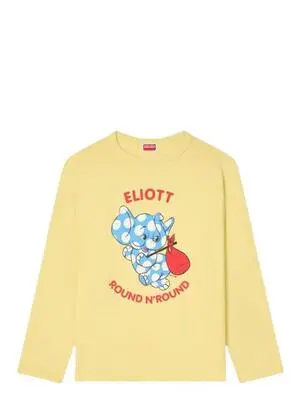 Kenzo Cartoon' Long Sleeve T-shirt In Cotton - Vanilla