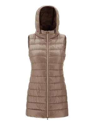Herno Sleeveless Down Vest With Hood - Brown