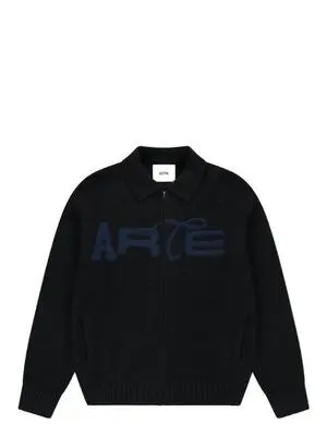 ARTE ANTWERP Logo Patch Zip-up Sweater - Black