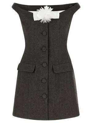 SELF-PORTRAIT Off-the-shoulder Mini Dress - Brown
