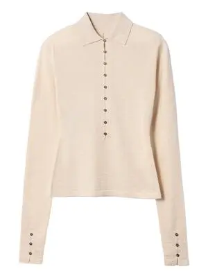 Jacquemus Long-sleeve Knitted Polo Shirt - Light Beige