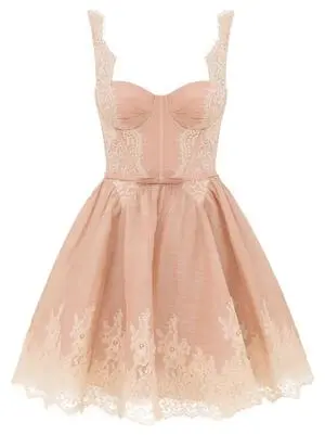 Zimmermann Valiant Lace Trim Mini Dress - Light Pink