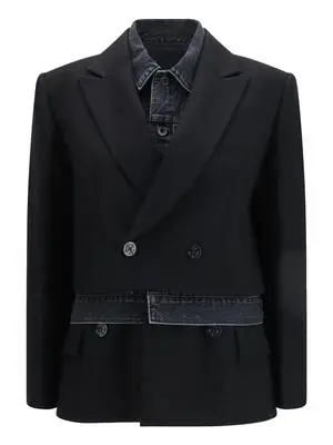 Sacai Layered Cropped Jacket - Black