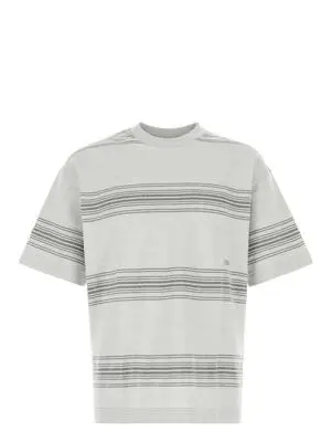 Nanamica Stripe Embroidered T-shirt - Light Gray