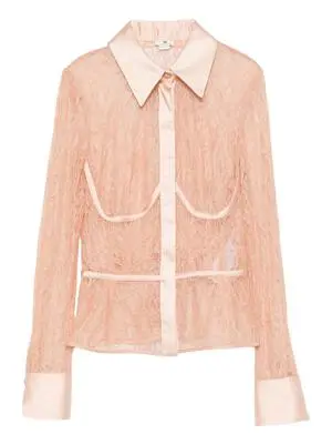 Elisabetta Franchi Lace-panelled Satin-trim Shirt - Pink