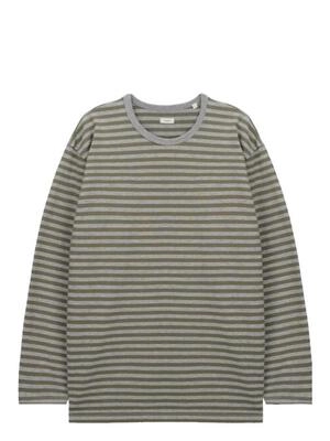 Nanamica Striped Long-sleeved T-shirt - Olive Green/gray
