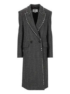 Stella McCartney Embellished Herringbone Coat - Grey