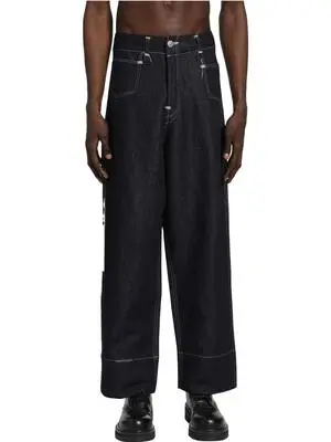 Junya Watanabe X Levi's Contrast-stitch Wide-leg Jeans - Indigo