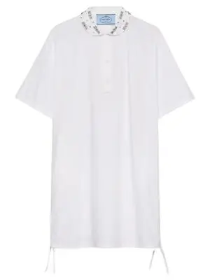 Prada Embroidered Poplin Mini-dress - White