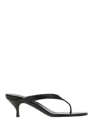 Miu Miu Leather High-heeled Flip-flop Sandals - Black