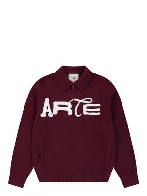 ARTE ANTWERP Stencil Zip Cardigan - Bordeaux
