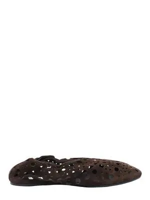Alaïa Vienne Perforated Suede Ballet Flats - Cocoa