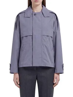 Marni Relaxed Fit Short Trench Coat In Stretch Technical Fabric - Grey