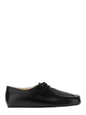 JIL SANDER Shearling-lined Smooth Leather Derby Shoes With Rubber Sole - Black