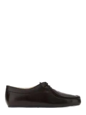 JIL SANDER Jil Sander Shearling-Lined Smooth Leather Derby Shoes Cocoa