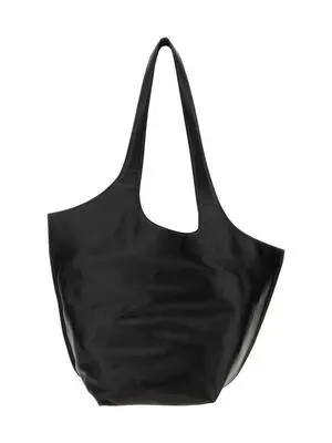 Attico La Scoop Shoulder Bag In Smooth Leather Black