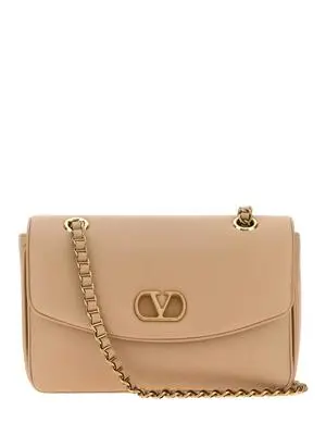 Valentino Garavani Leather Shoulder Bag With Vlogo Signature - Pink