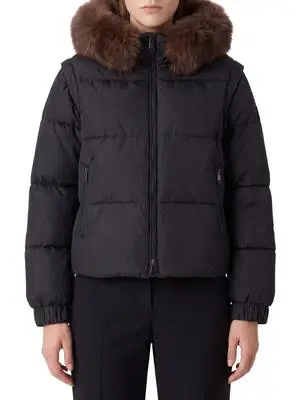Pinko Godetia Nylon Puffer Jacket With Hood - Brown