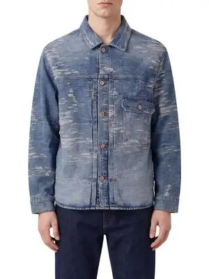 Emporio Armani Printed Denim Jacket - Blue