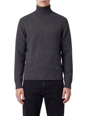PAOLO PECORA Slim Fit Virgin Wool Turtleneck Jumper With Long Sleeves - Grey