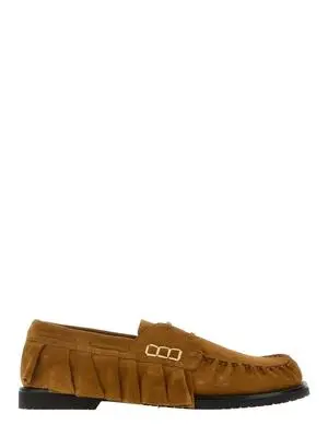 JW Anderson Suede Boat Shoes With Ruched Detailing - Brown